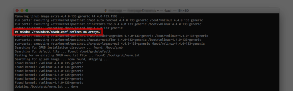 「W: mdadm: /etc/mdadm/mdadmconf defines no arrays」が表示される | muchbow